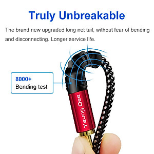 Yeung Qee RCA Cable 10 ft, 2RCA Male to 2RCA Male Audio Stereo Subwoofer Cable Nylon-Braided Auxiliary Audio Cord for Home Theater, HDTV, Amplifiers, Hi-Fi Systems,Speakers (10FT/3M)