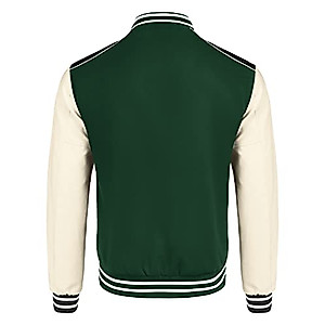 COOFANDY Mens Fashion Varsity Jackets Casual Leather Sleeves College Baseball Bomber Jacket Streetwear