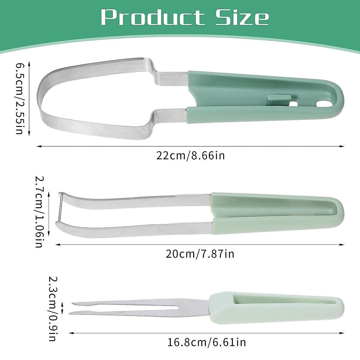 Andibro 3-in-1 Watermelon Fork Slicer Cutter, Stainless Steel Watermelon Popsicle Cutter Metal Melon Cutter Knife Portability Watermelon Cutter Slicer Tool for Camping Kitchen Gadgets(green)