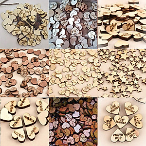 AkoMatial Decorative Wood Wooden Buttons, Rustic Wooden 100pcs Wood Love Heart Stars Wedding Table Scatter Decoration Crafts #3