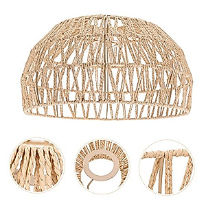 DOITOOL Imitation Rattan Paper Rope Lampshade Hanging Lights Indoor Rustic Light Fixtures Ceiling Rattan Chandelier Replacement Lampshades Rattan Basket Lampshade Woven Pendant Lamp Cover