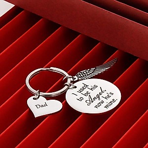 Dad Memorial Gift Keychain for Loss of Father Daughter Son in Memory of Daddy Remembrance Jewelry Sympathy Gift I Used To Be His Angel Keyring