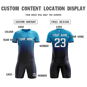 Custom Soccer Jerseys Shorts Personalized Printed Name Number Logo,V-Neck Short Sleeve Uniform for Men/Women/Boy