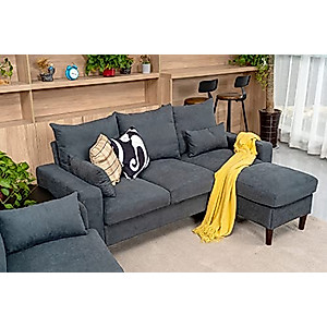 Panana 3 Piece Small Sofa Set, Sectional Sofa Loveseat with Ottoman for Small Space Living Room Apartment (Grey)