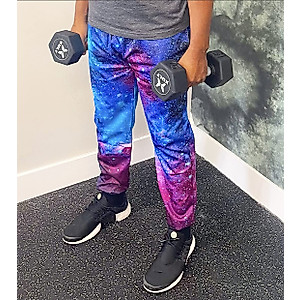 Belovecol Bright Galaxy Sweatpants for Men Novelty 3D Print Jogger Pants with Pocket Active Stretchy Sweat Pant Trousers L