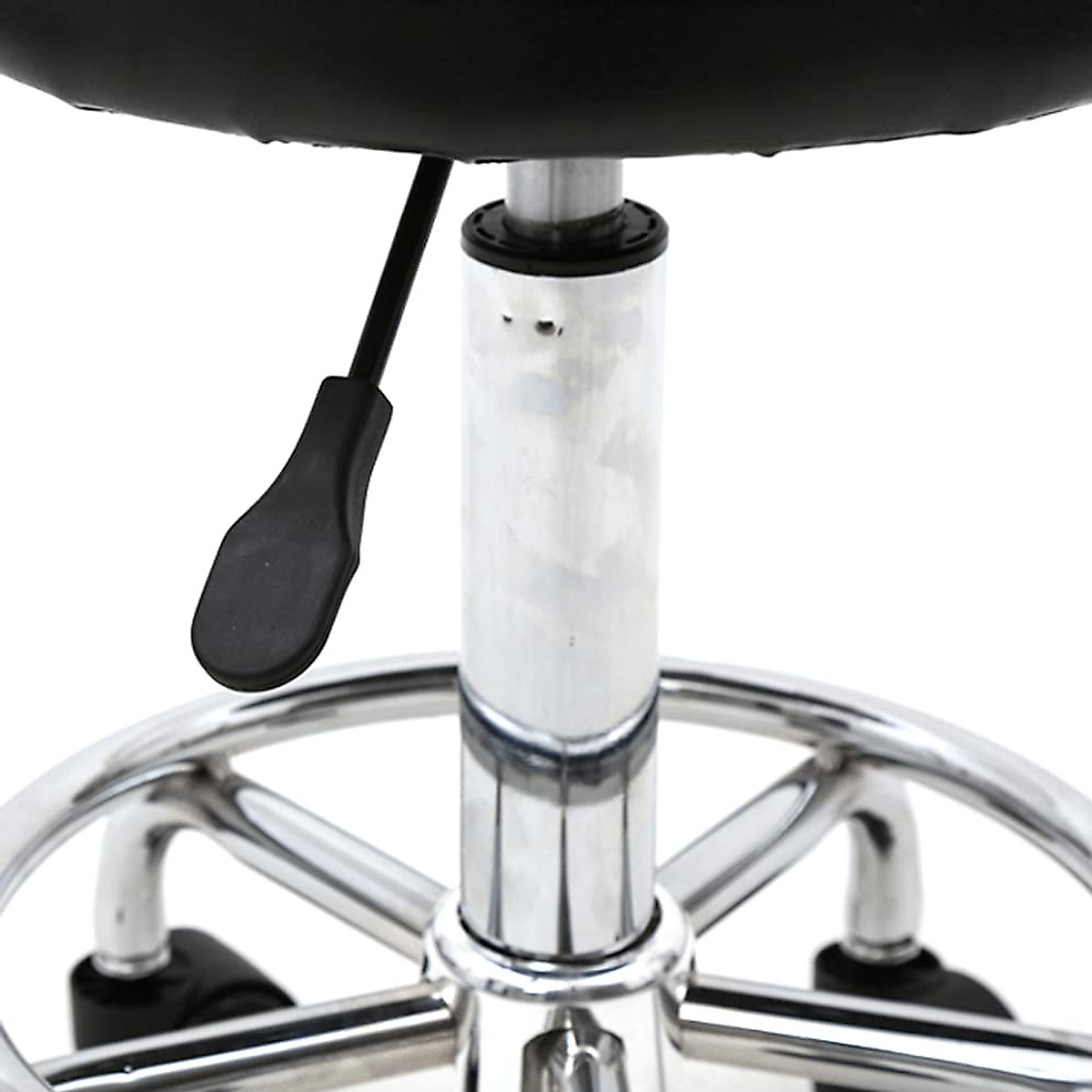 Adjustable Salon Stool Chair with Wheels and Back,Round Shape Rolling Saddle Step Bar Stool for for Massage Spa Office (Black)