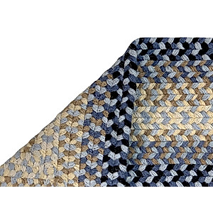 Better Trends Woodbridge Braid Collection is Durable Mildew & Moisture Resistant Reversible Indoor Area Utility Rug 100% Wool in Vibrant Colors, 27" x 48" Oval, Blue