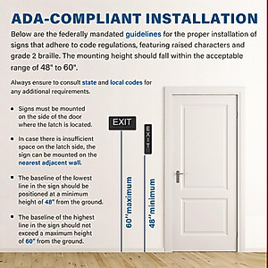 Exit Sign with ADA Braille for Business Door - ADA Compliant Office Door Signs for Exit with Double Sided Mounting Tape, Vertical Horizontal Exit Sign