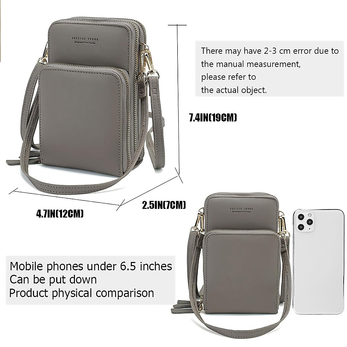 myfriday Touch Screen Crossbody Phone Purse for Women, Rfid Blocking Small Cellphone Shoulder Purse with 2 Adjustable Strap