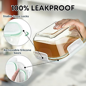 Extra Large Glass Food Storage Containers with Airtight Lid 6 Pc [3 containers with lids] Microwave/Oven/Freezer & Dishwasher Safe. BPA/PVC Free X-Large/Large/Medium Size Reusable Square container set