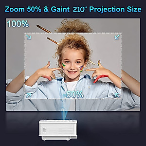WiFi Laptop Projector Computer Projector 2022 Upgrade 5500L 210" Projector for Outdoor Movies, Supports 1080P Synchronize Smartphone Screen by WiFi/USB Cable for Home Entertainment iOS/Android