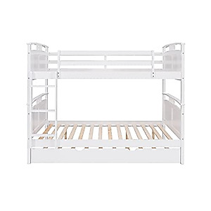 Lifeand Full-Over-Full Bunk Bed with Twin Size Trundle,Separable Bunk Bed for Bedroom,White