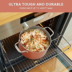 CIARRA Nonstick Dutch Oven with Lid, 6.2 QT Ceramic Dutch Oven with Dual Handles, Non Toxic, PTFE & PFOA Free, Oven Safe & Compatible with All Stovetops, Orange