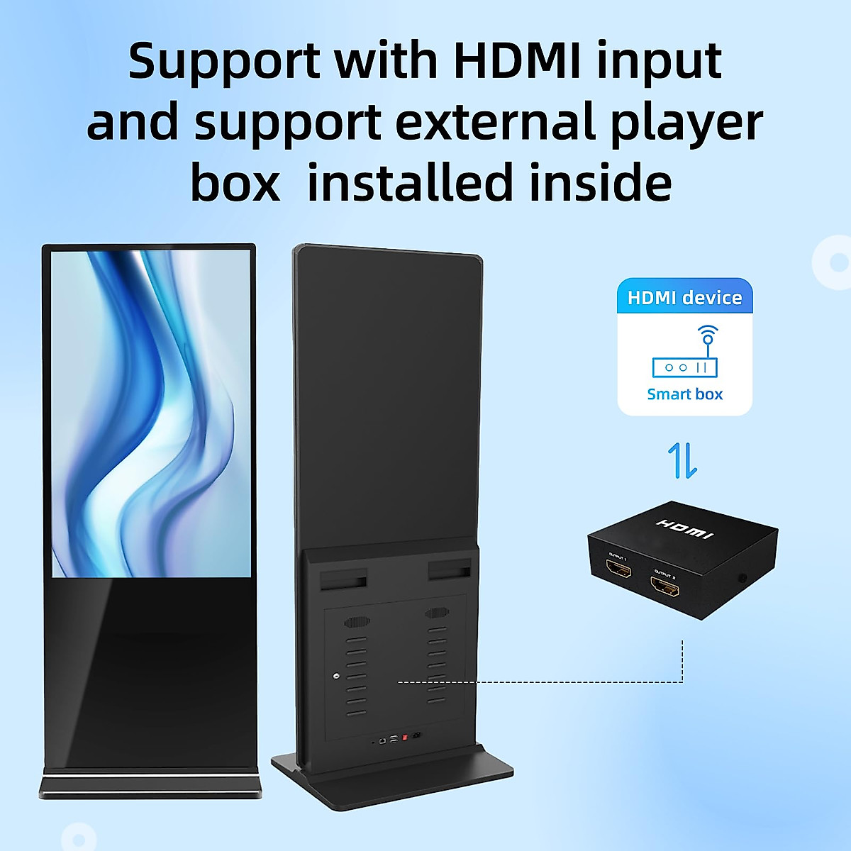QIXZOCV 54 Inch Indoor Floor Standing Digital Signage Advertising Display Kiosk LCD Screen Commercial Totem Android System Vertical Poster with Auto Media Player