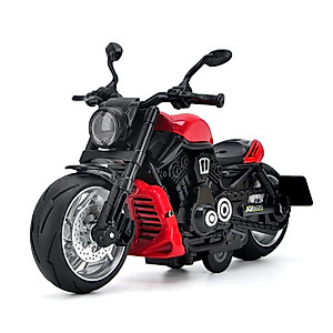 CYYSFIVQZ Toy Motorcycle,Pull Back Motorcycle Toy with Sounds and Lights,1:12 Alloy Motorcycle Model for Boys,Pull Back Motorcycle Toys Gift for Boy Girl (Red)