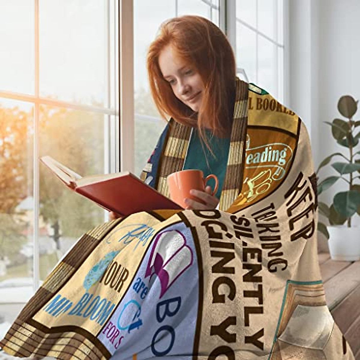 KOLVIIV Book Lovers Gifts Blanket Gifts for Book Lovers Women Librarian Gifts Throw Blanket Book Club Bookworm Gifts for Reading Lover Bookish Blankets 60"x50"