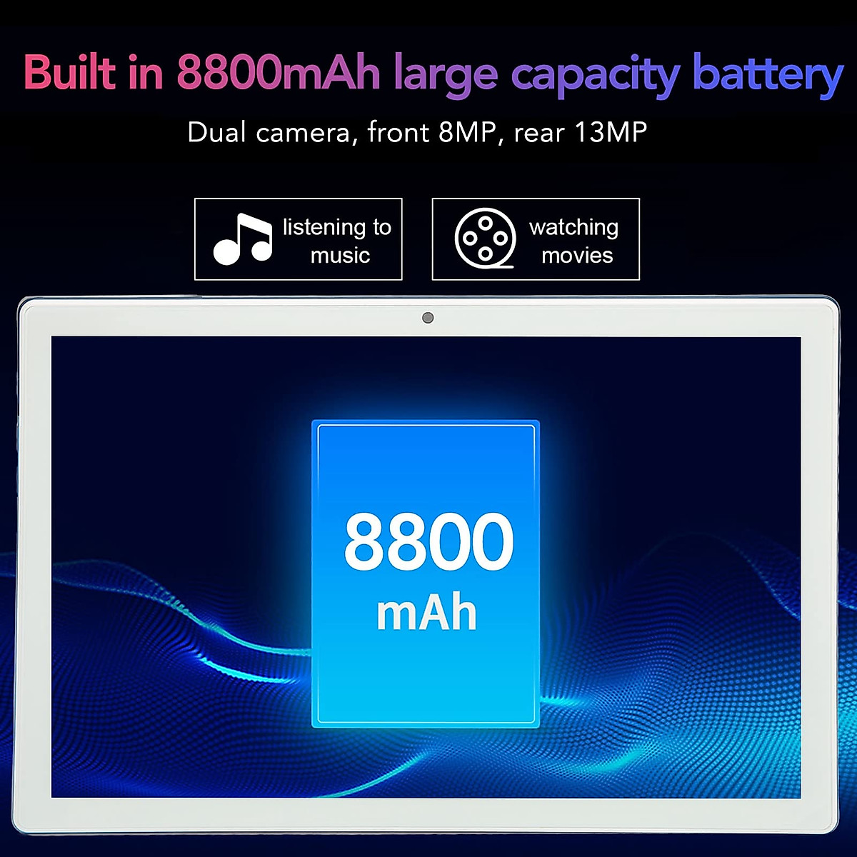 Zopsc 10 Inch Tablet, Octa Core Processor, 8GB RAM, 256GB ROM, 3G Calling Table for 11, 2.4G 5G WiFi, 8MP13MP Camera, 1920x1200 IPS Display, 8800mAh, Dual SIM, GPS Glonass (US Plug)