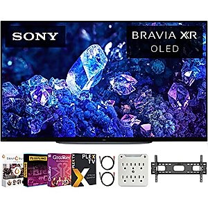 Sony XR48A90K Bravia XR A90K 48 inch 4K HDR OLED Smart TV 2022 Model Bundle with Premiere Movies Streaming + 37-100 Inch TV Wall Mount + 6-Outlet Surge Adapter + 2X 6FT 4K HDMI 2.0 Cable
