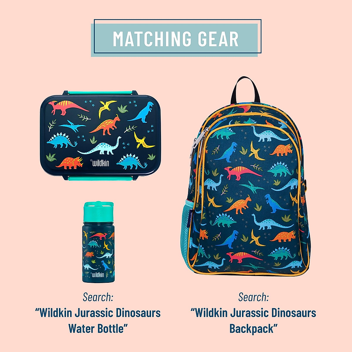 Wildkin Reusable Food Container for Kids – Airtight, Leak Resistant, Dishwasher Safe - Jurassic Dinosaurs