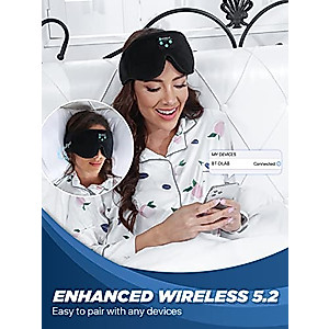 Bluetooth Sleep Mask, Boodlab Sleeping Headphones for Side Sleepers, Sleep Mask with Bluetooth Headphones with Adjustable Stereo Speakers Microphone Handsfree, Cool Gadgets Gift for Women Man