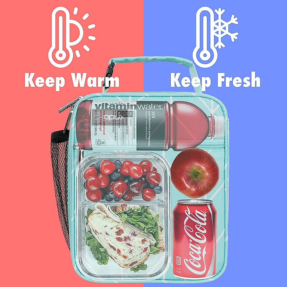 opux Insulated Lunch Box for Adult Men Women, Thermal Lunch Bag for Kids Boys Girls Teens, Soft Compact Lunch Cooler Bag for Work School Picnic, Reusable Small Lunchbox Lunch Pail Kit (Teal)