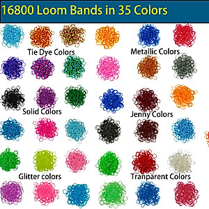 XYTLAX 16800+ Rubber Bands for Bracelets Making Kits in 35 Colors,600 S-Clips,300 Beads, 30 Charms, DIY Rubber Loom Bands Kit DIY Art Craft Birthday Christmas Gift (Blue)