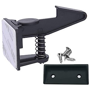 WeTest Invisible Design Cabinet Locks Child Safety Latches - 10 Pack Child Proof Drawer Locks for Drawers Cabinets and Closets, 3M Adhesive, NO Tools NO Drill (Black) (LJ-ZXS-120204)