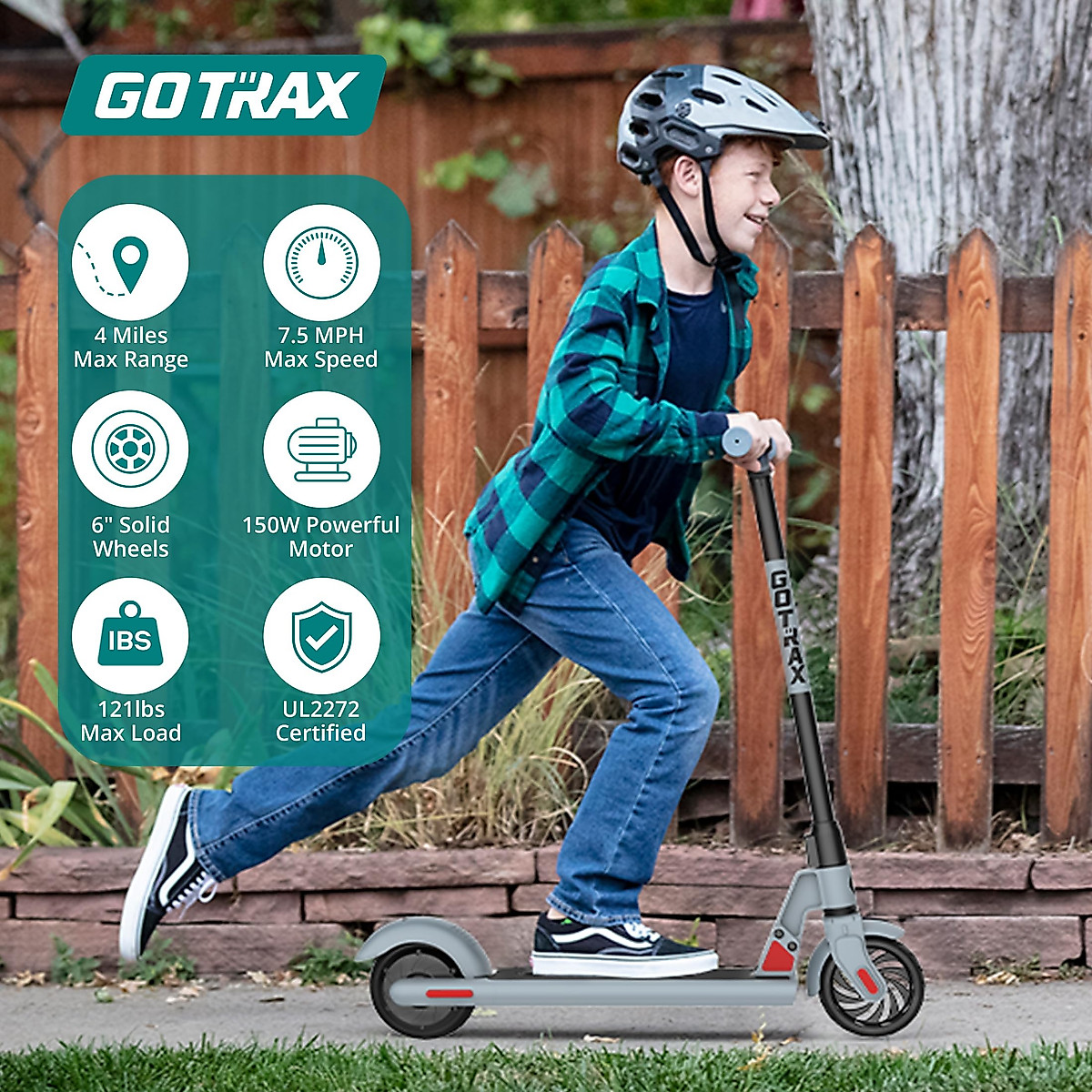 Gotrax GKS Electric Scooter, Kick-Start Boost and Gravity Sensor Kids Electric Scooter, 6" Wheels UL Certificated E Scooter for Kids Age of 6-12 (Black)