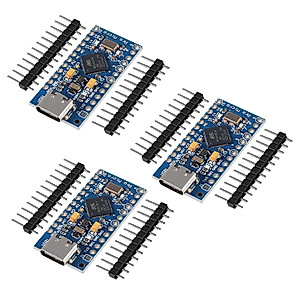 3pcs Type-C USB Pro Micro ATmega32U4 5V 16MHz Module Board ATmega32U4 Development Module Board Microcontroller with 2 Row Pin Header for Leonardo Replace Pro Mini