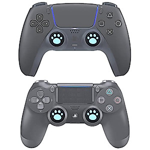 9CDeer Performance Joystick Analog Stick Thumb Grips Set of 6 Compatible with PS5, PS4, Xbox Series X/S Xbox One, Switch Pro Controller Cat's Paw Black & Blue