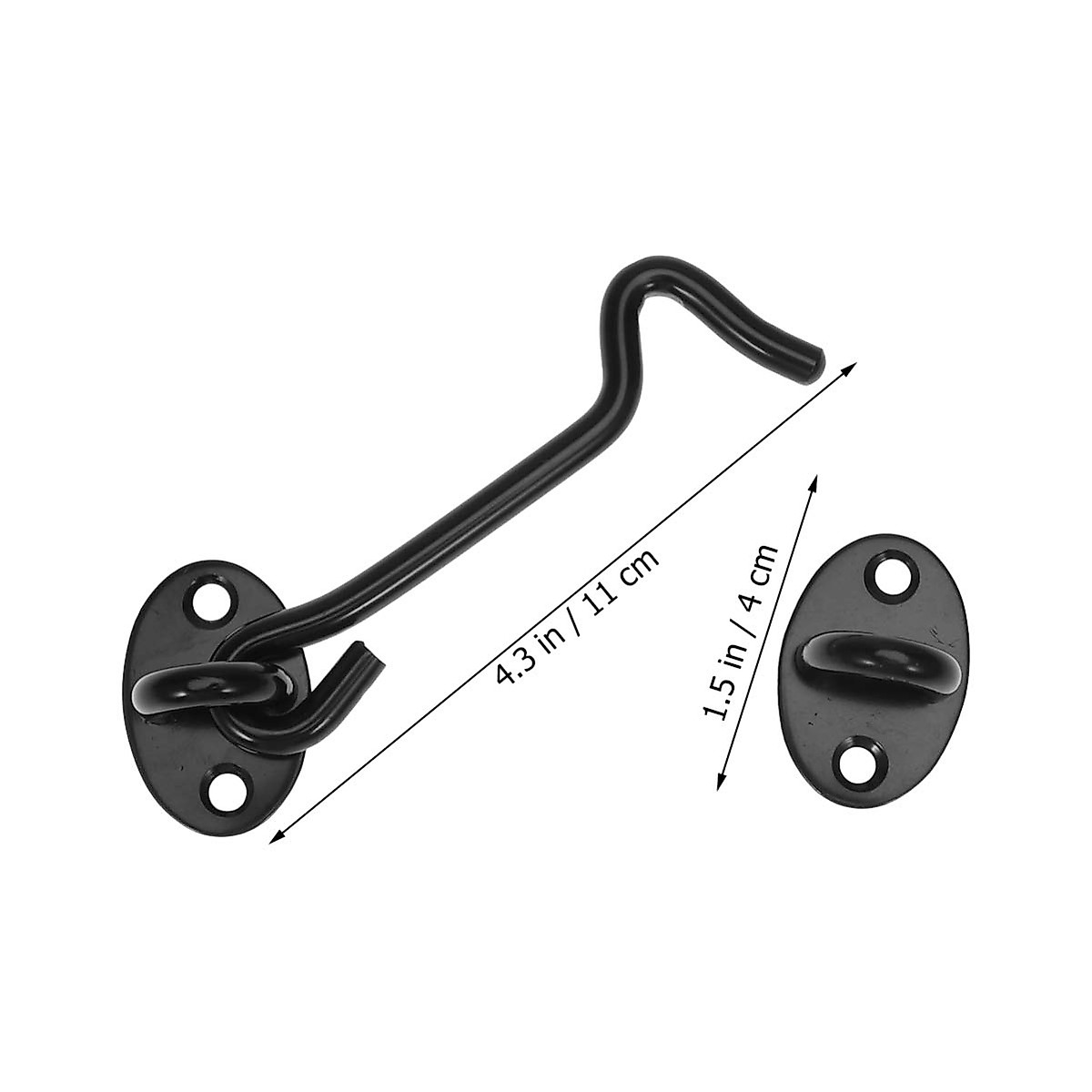 LEVINE 2PCS 4 Inch Latch Black Heavy Duty Solid Stainless Steel Gate Latch for Wooden Fences or Metal Gates,Safety Sliding Barn Door,Shed(4 Inch,Black)