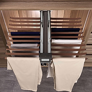 MYOYAY Pull Out Trousers Rack 22 Arms Steel Pull Out Pants Rack Pants Hanger Bar Clothes Organizers for Closet for Space Saving and Storage Maximum Load 33lbs Beige 23.4x18x5.7inch