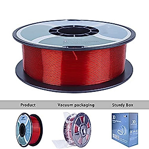 ZIRO PLA Translucent Filament 1.75mm,3D Printer Filament PLA PRO Translucent Series 1.75 1KG(2.2lbs), Dimensional Accuracy +/- 0.03mm,Translucent Red