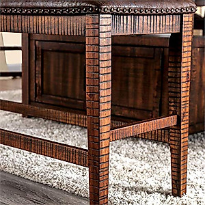 Furniture of America Beverly Solid Wood Counter Height Bench in Dark Oak