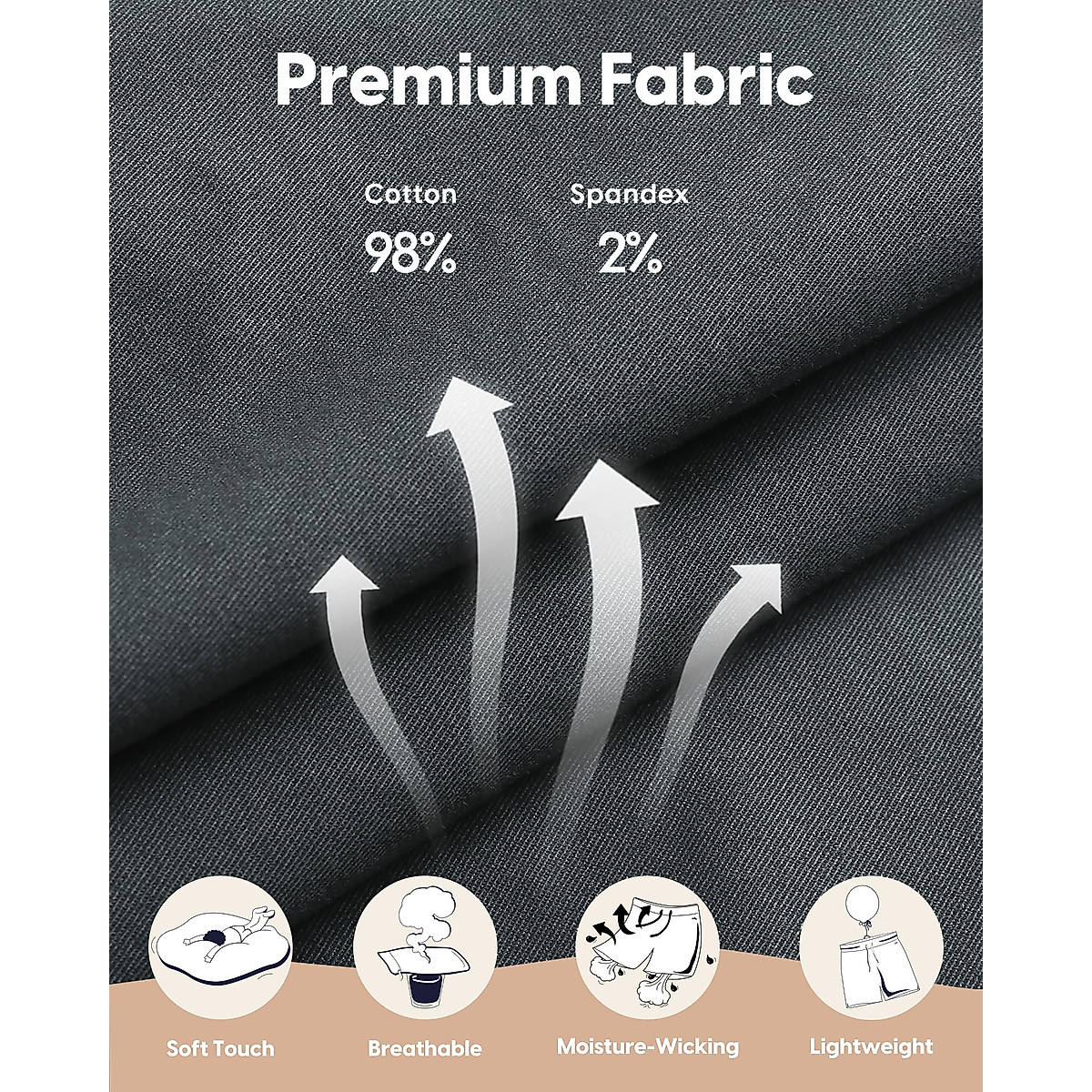 maamgic Men's Classic-fit 7" Cotton Casual Shorts Elastic Waistband with Multi-Pocket Daily Wear Walking Summer Outfit