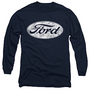 Popfunk Classic Ford Logo Unisex Adult Long-Sleeve T Shirt,Navy, Large