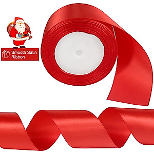 Tenn Well Red Satin Ribbon, 24 Yard 1.96 Inch Wide Silky Gift Ribbon for Bow Making, Gift Wrapping, Box Packaging, Crafting, Christmas Tree Decorations