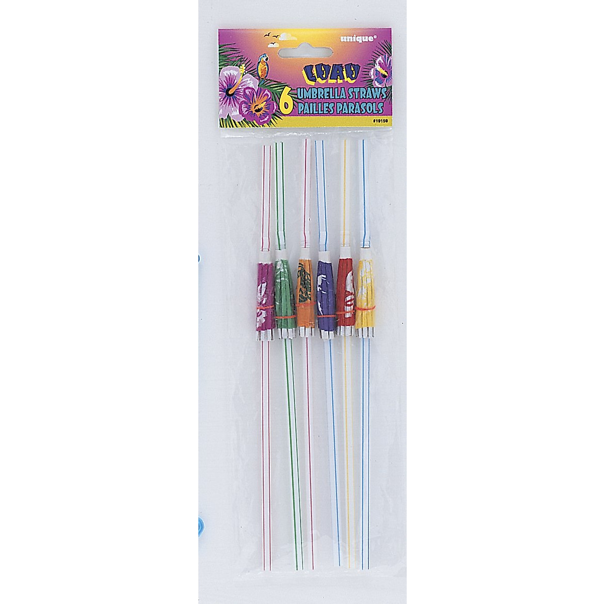 Unique Hawaiian Umbrella Straws, 9.5", Assorted Colors