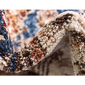 Unique Loom Utopia Collection Traditional Classic Vintage Inspired Area Rug with Warm Hues, 9' x 12' 2" Rectangle, Light Blue/Burgundy