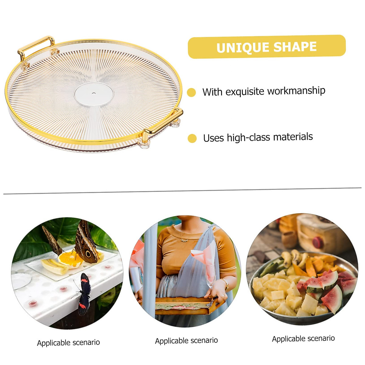 Cabilock Desktop Storage Tray Dresser Decor Snack Container Wedding Decorations Snack Containers Home Fruits Plate Dry Fruits Decorative Tray Dressing Table Golden Abs Dessert Snacks Plate