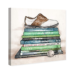 Wynwood Studio Fashion and Glam Wall Art Canvas Prints 'Golf Books' Home Décor, 20 in x 20 in, Green, Brown
