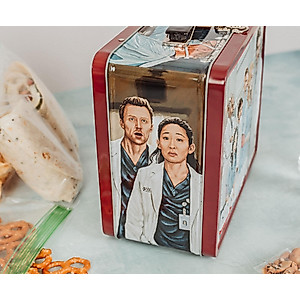 Retro Style Metal Tin Lunch Box Tote | Reusable Bag, Storage Organizer Container, Bento Box Accessories | Official TV Show Collectible | 8 x 7 x 4 Inches