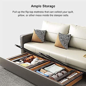 NAHDU 77" Sleeper Sofa with Lift Top End Table Convertible Sofa Bed with Storage