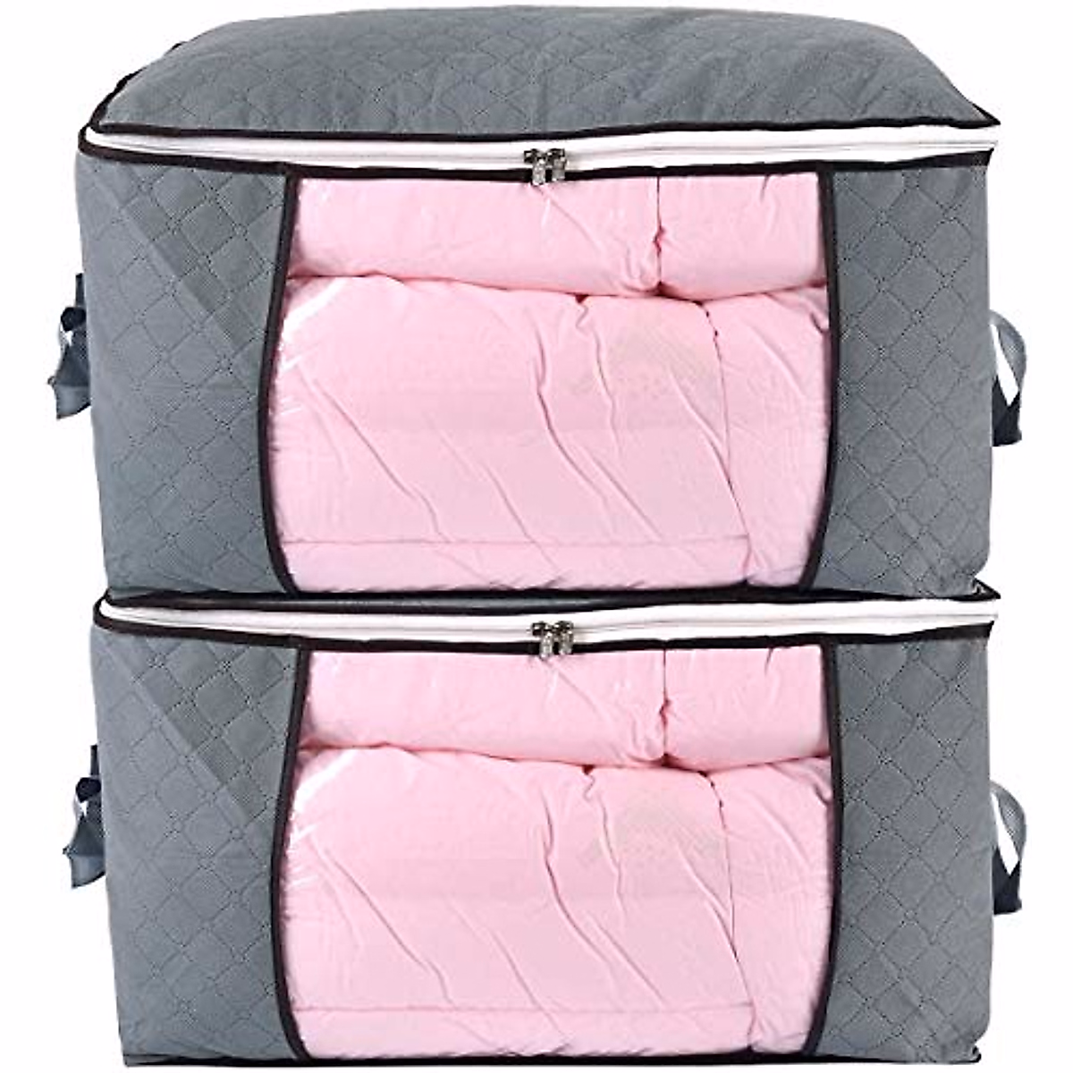 combocube Jumbo Zippered Storage Bag for Closet King Comforter, pillow, quilt, bedding, Clothes, Blanket Organizers with Large Clear Window & Carry Handles Space Saver
