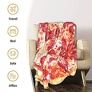 BROSHAN Funny Blanket Adult Size-Novelty Sofa Bed Throws, Double Sided Pizza Blanket 80 in, Soft Fleece Wrap Blankets for Gag Gifts