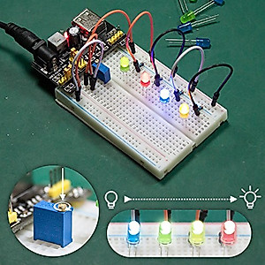 Smraza Basic Starter Kit for Arduino,Breadboard, Power Supply, Jumper Wires, Resistors, LED, Electronic Fun Kit Compatible with Arduino R3, Mega2560, Nano, Raspberry Pi