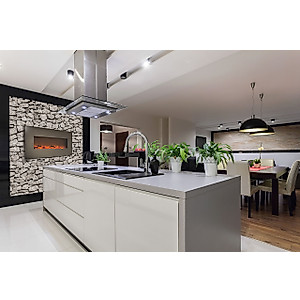 Touchstone 80026 - Stainless Electric Fireplace - (Stainless) - 50 Inch Wide - On-Wall Hanging - Log & Crystal Included - 5 Flame Settings - Realistic Flame - 1500/750W - Timer & Remote