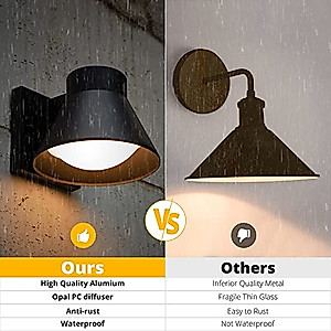 UME 2 Pack LED Outdoor Wall Light Fixtures, Black Front Porch Lights Wall Mount Lighting, Exterior Waterproof Wall Lantern Light Fixture Anti-Rust Farmhouse Barn Wall Sconce for Patio, Doorway, Garage