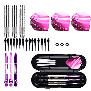 sanfeng Soft Tip Darts Set for Electronic Dart Board - 16g Darts Barrel Plastic Tip with 50 Rubber O-Rings + 6 Shafts + Extra 50 Replacement Soft Tips Accessories