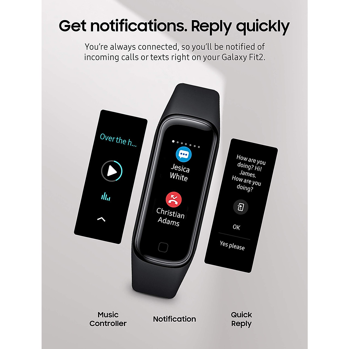 Samsung Galaxy Fit 2 Bluetooth Fitness Tracking Smart Band – Black (US Version) (Renewed)